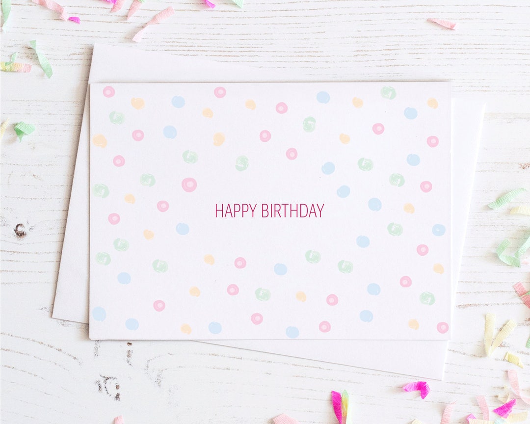 Polka Dots Birthday Card | Simple Birthday Card - Minimalist Birthday ...