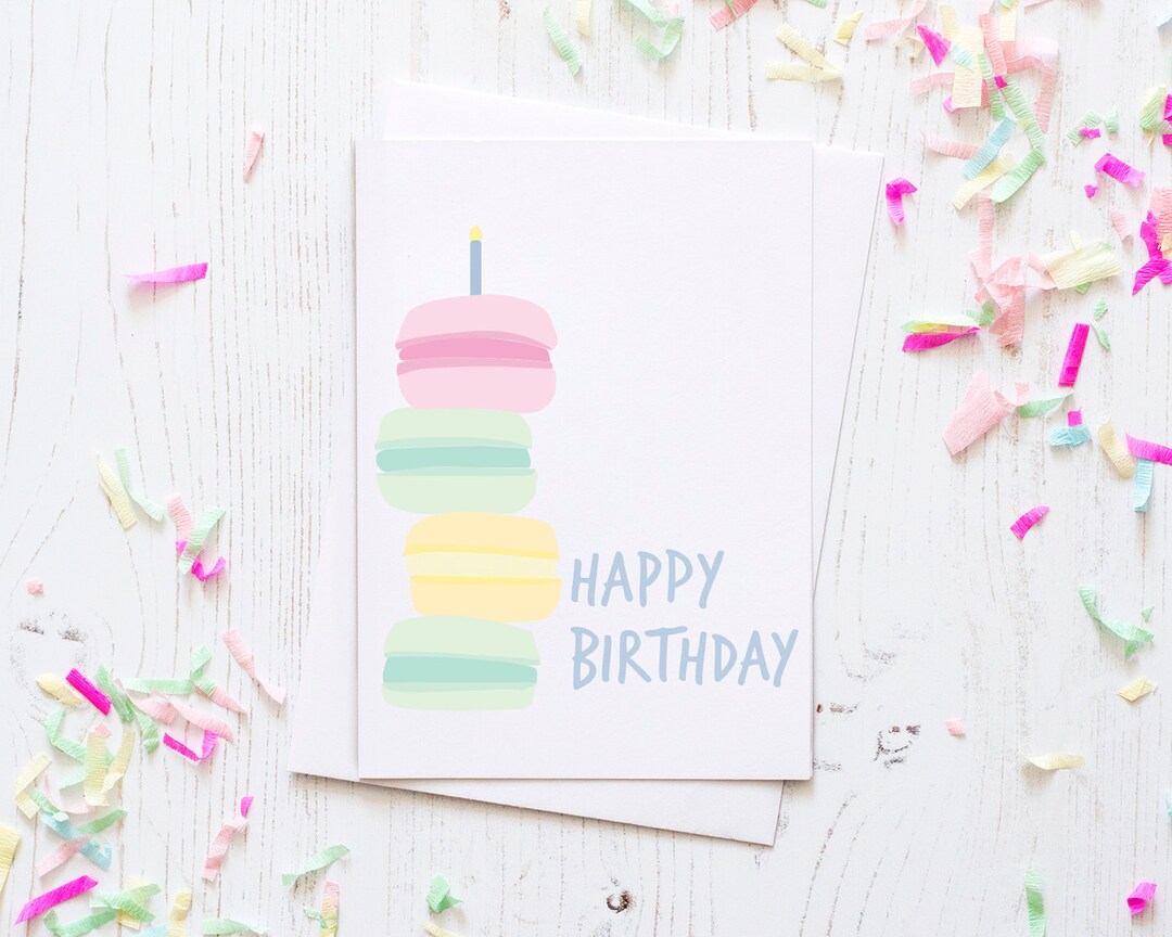 Macaron Birthday Card: Pastel Dessert, Simple Greeting (pack of 10) - Etsy