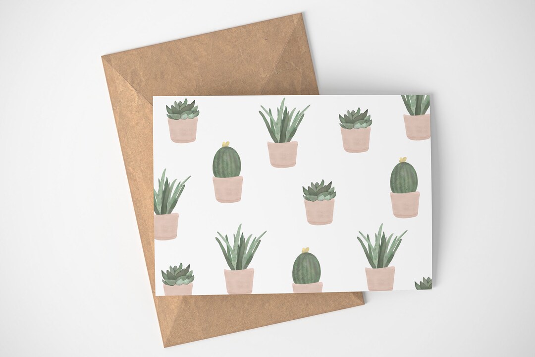 Succulent Note Cards: Blank Greeting Cards With Kraft Envelopes - Etsy