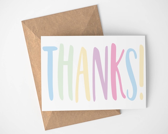 Colorful Thank You Card Any Occasion Pastel Thank You | Etsy