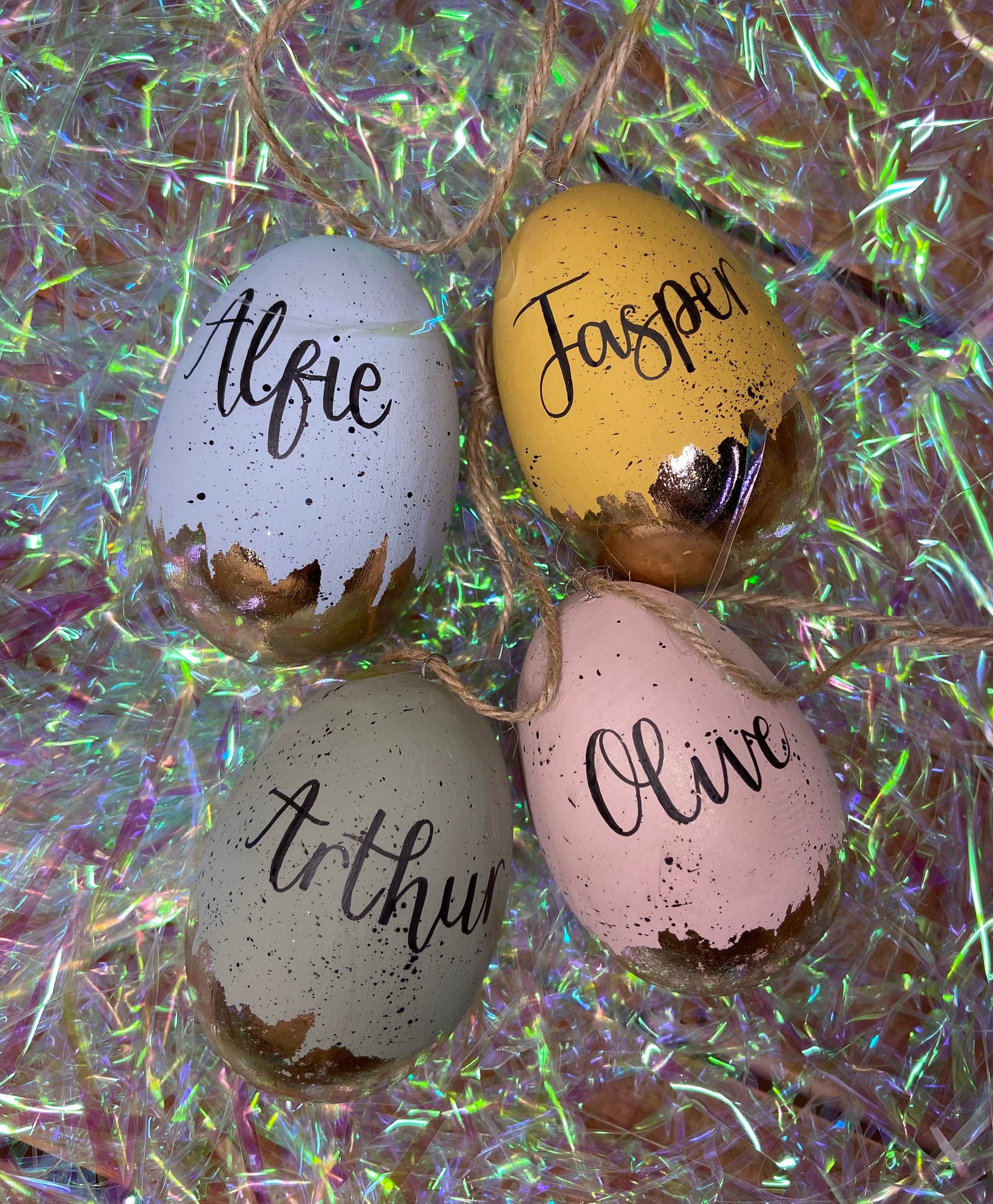 Hand painted personalised ceramic Easter egg hanging | Etsy
