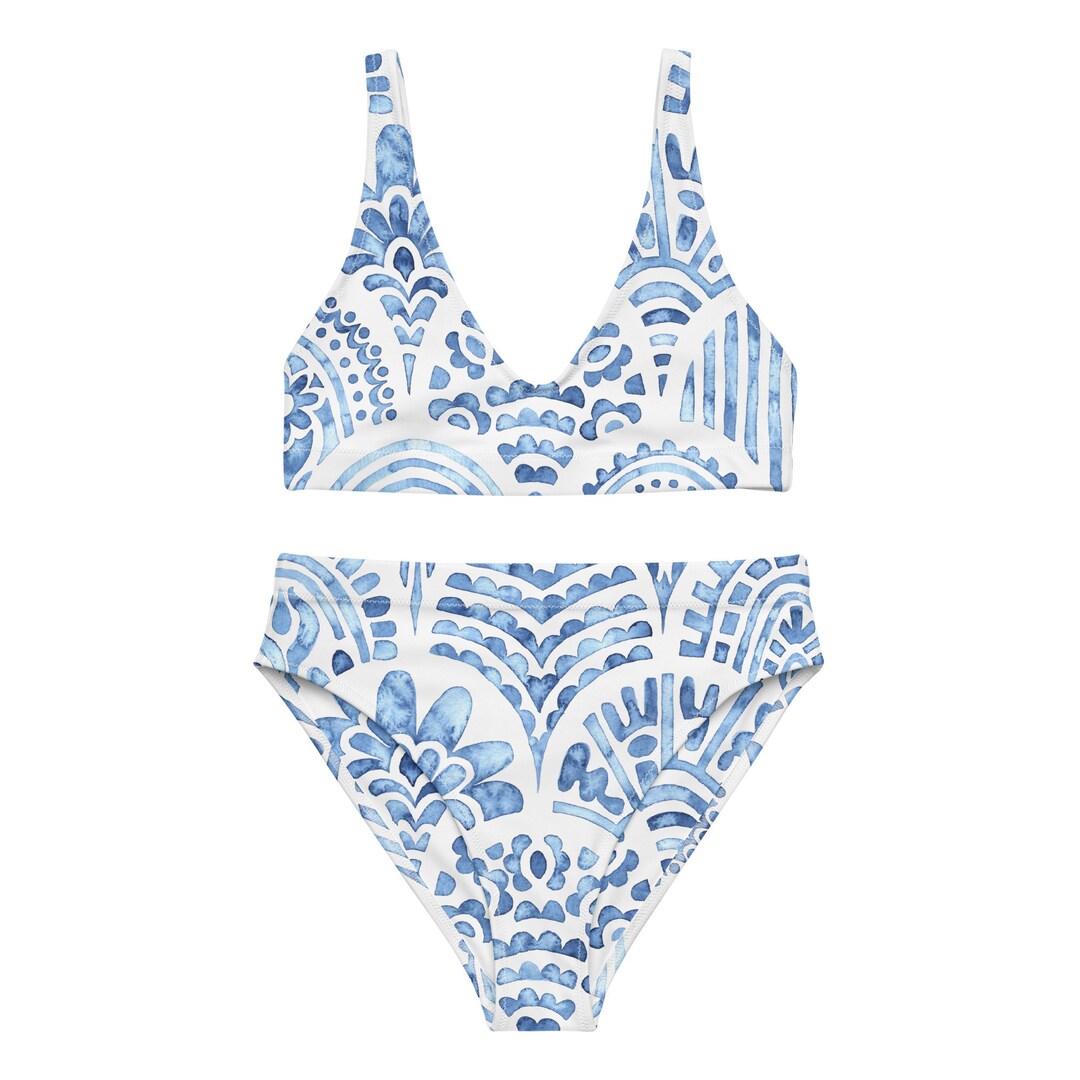 Water Element Water Color Pattern Recycled Polyester High-waisted ...