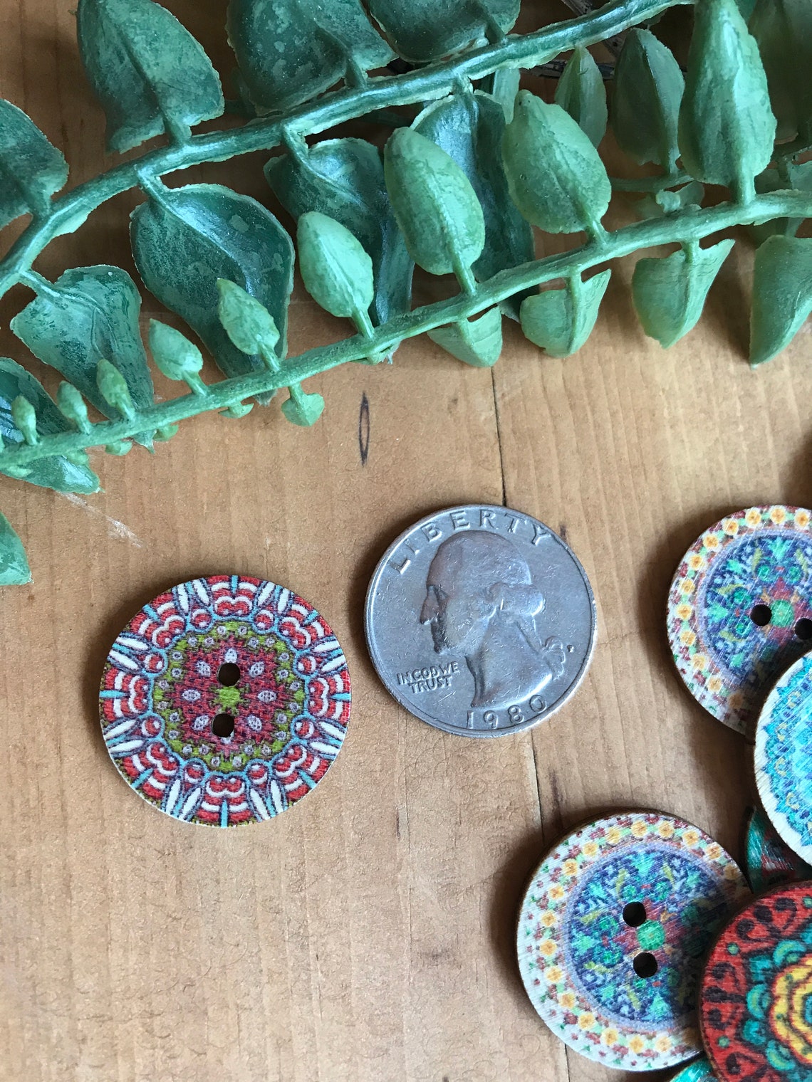 Wood Buttons Pack of 50 Colorful Printed Wood Buttons - Etsy
