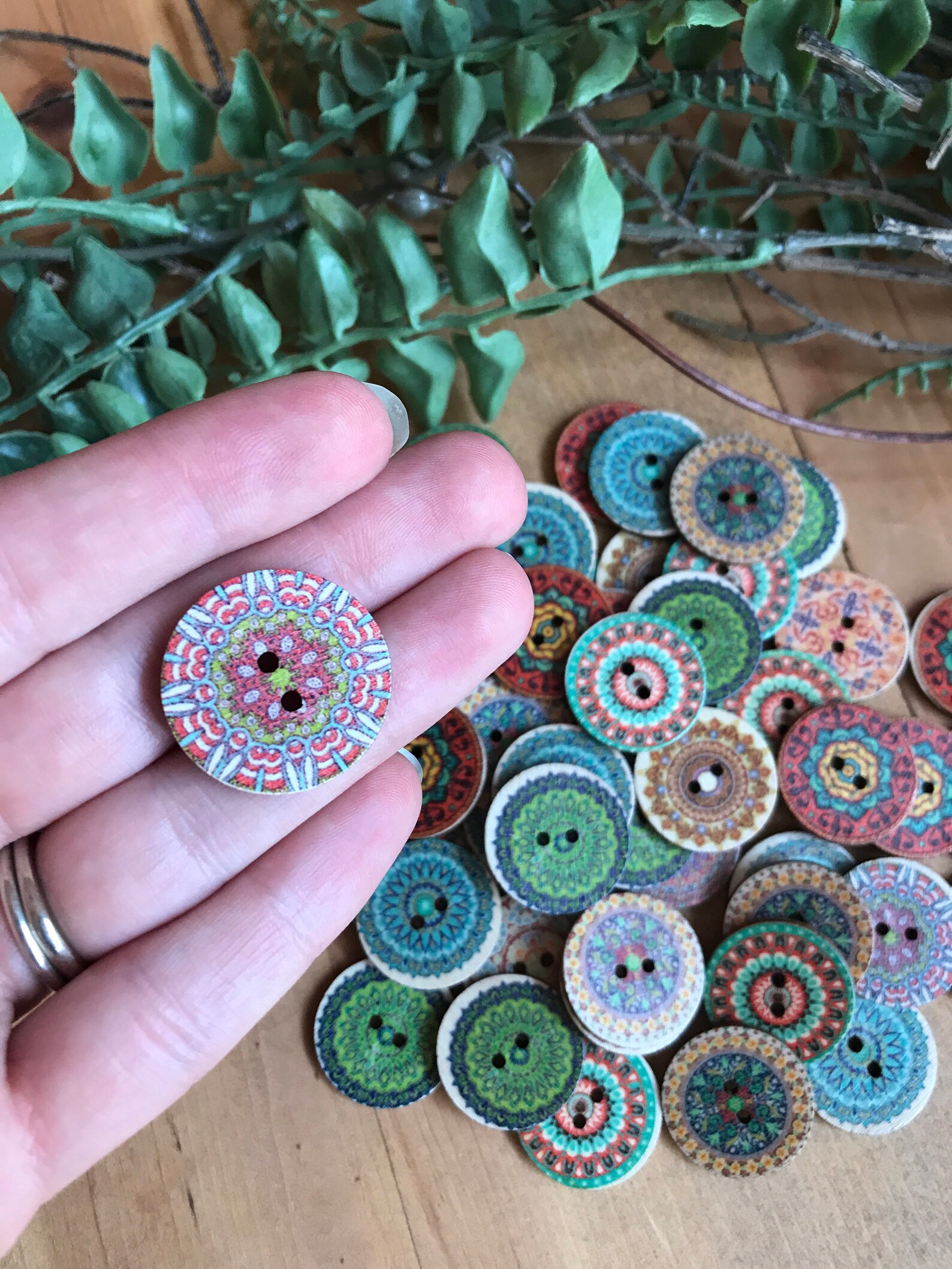 Wood Buttons Pack of 50 Colorful Printed Wood Buttons - Etsy