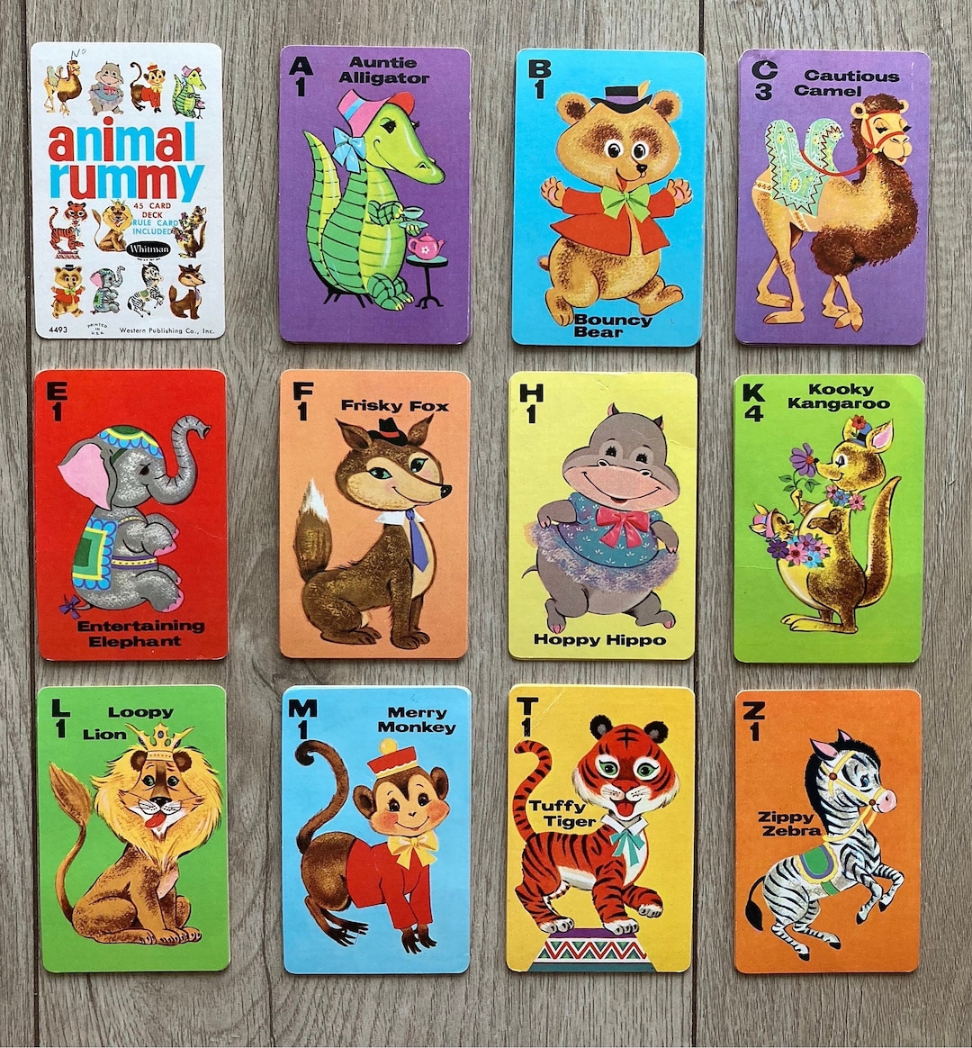 Vintage Whitman Animal Rummy Cards - Etsy