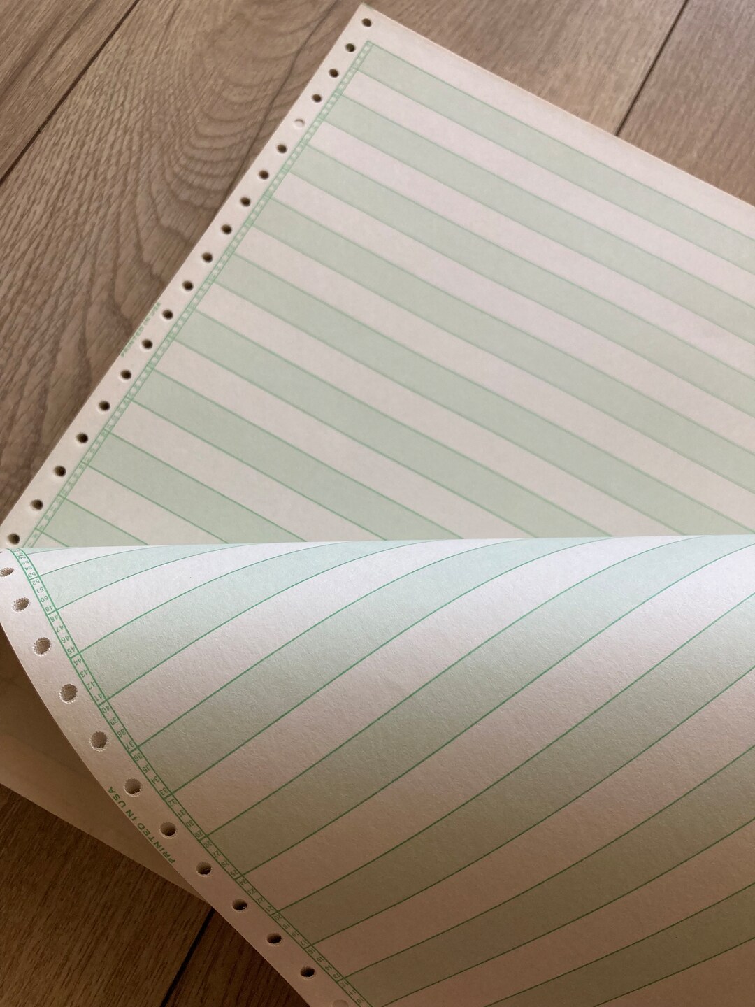 Vintage Computer Paper 11x15” Green White - Etsy