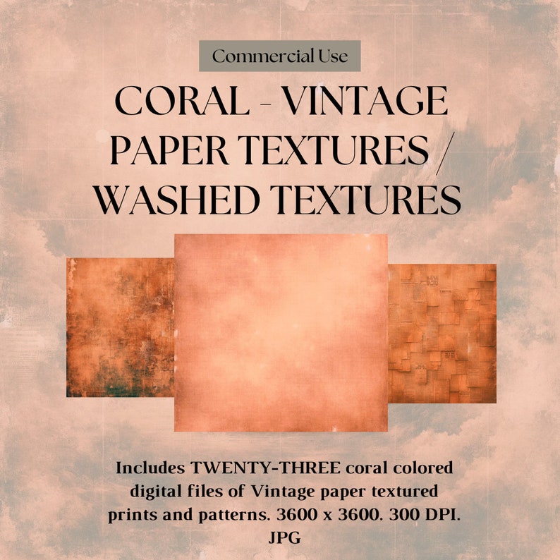 Old Paper Textures - CORAL - Vintage Washed Print - Newspaper - Stained ...