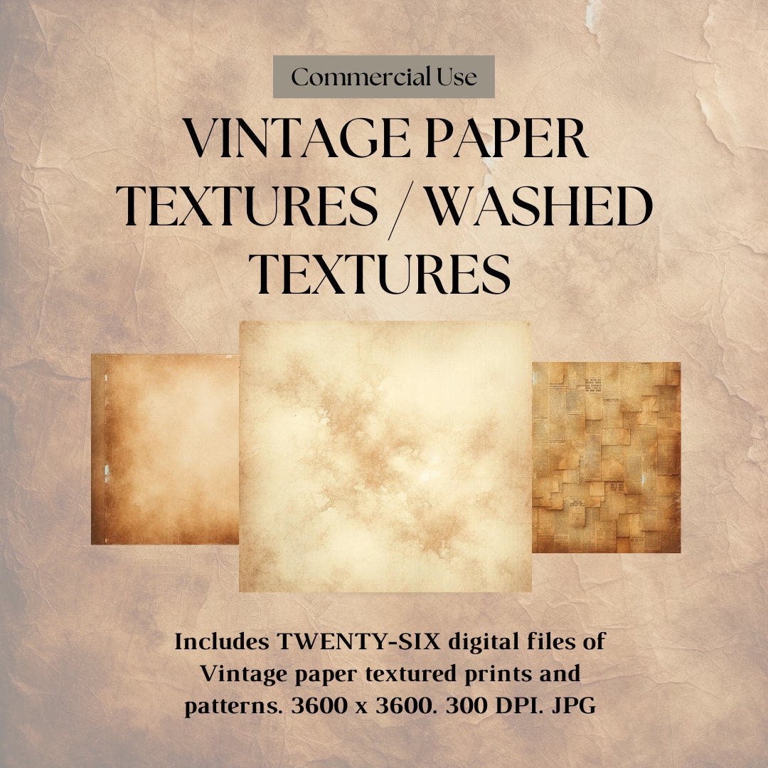 Old Paper Textures - TAN - Vintage Washed Print - Newspaper - Stained ...