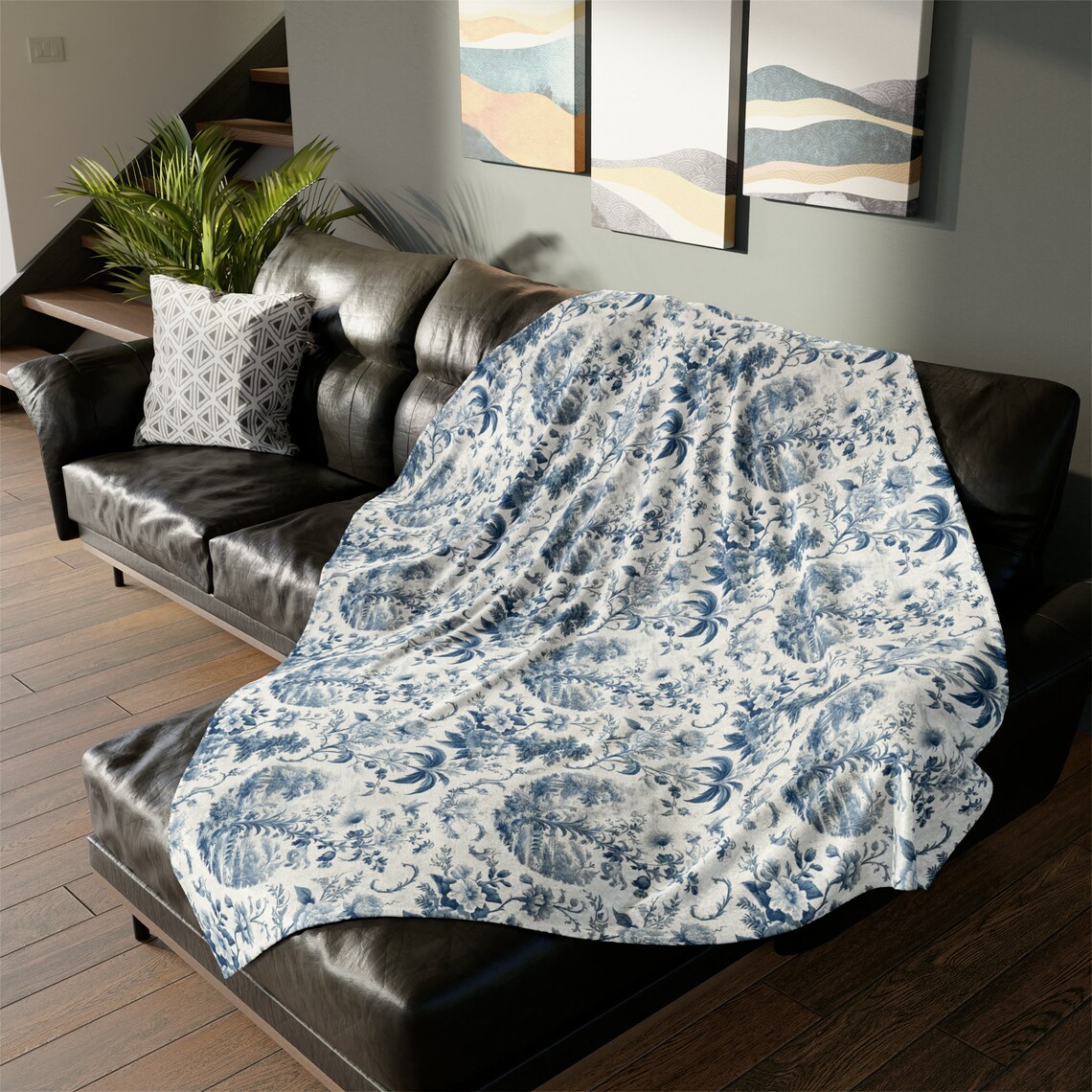 Soft Polyester Fleece Blanket - Toile De Jouy - French Inspired ...