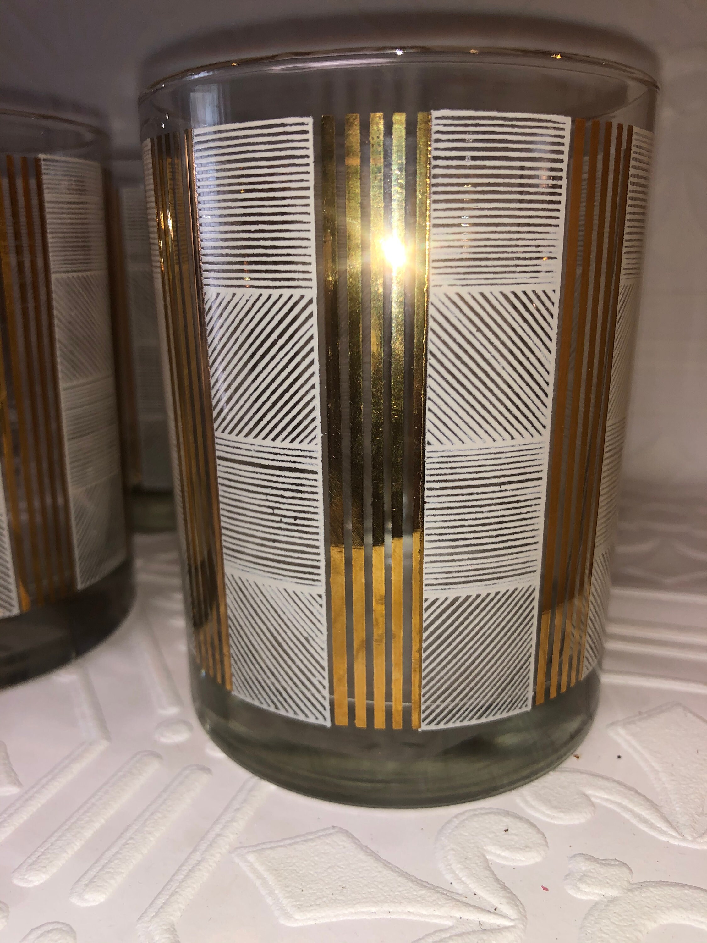 Georges Briard Mid Century Barware Gold and Whie - Etsy