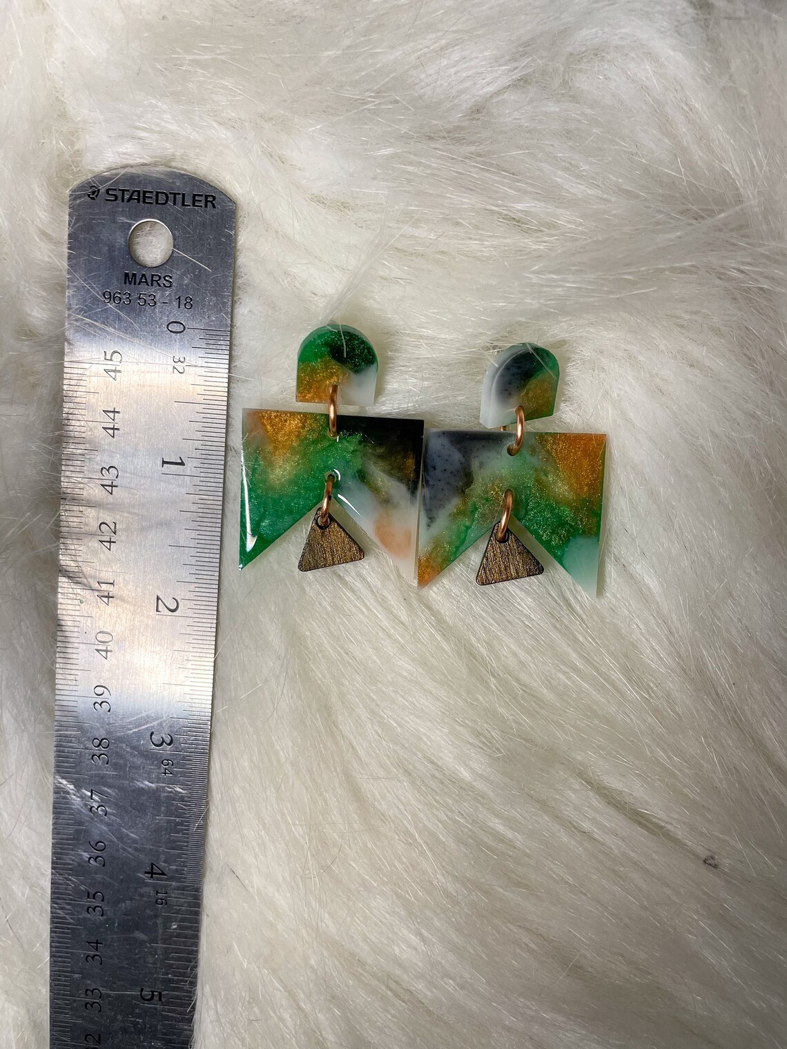 Mixed Shape Resin & Wood Dangle Stud Earrings - Etsy