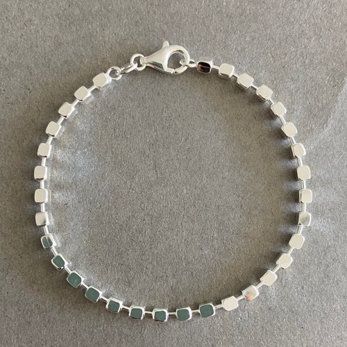 Sterling Silver Cube Chain Bracelet Sterling Silver - Etsy