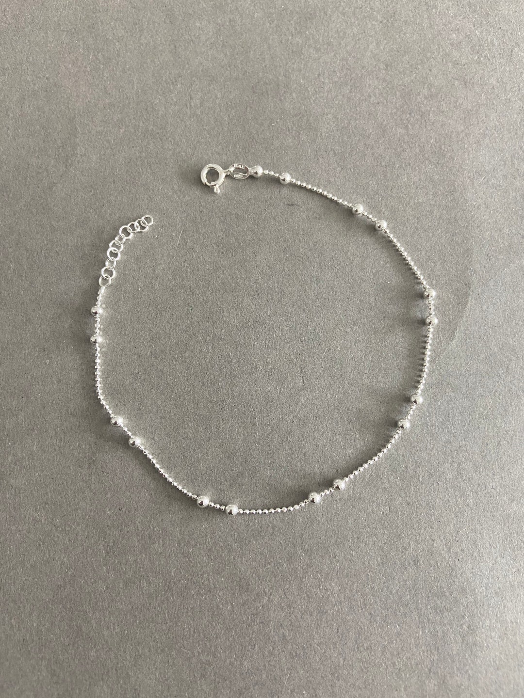 Silver 3mm Bead With Diamond Cut Bead Chain Anklet Sterling Silver - Etsy