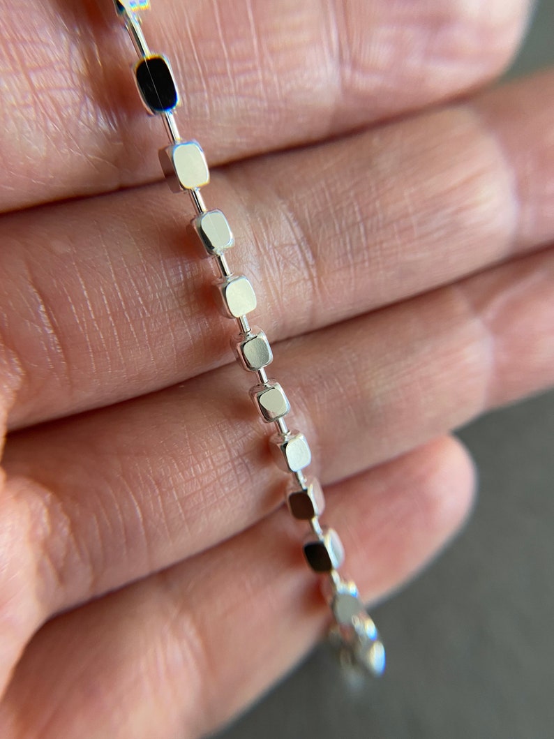 Sterling Silver Cube Chain Bracelet Sterling Silver - Etsy