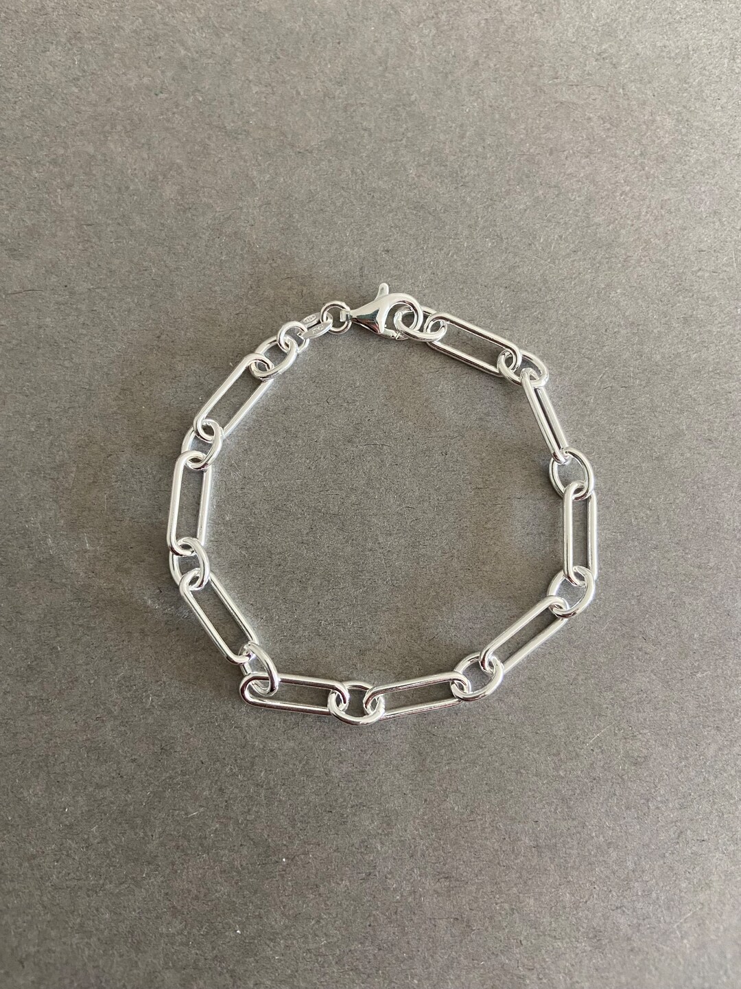 Sterling Silver Paper Clip With Ring Chain Bracelet - Sterling Silver ...