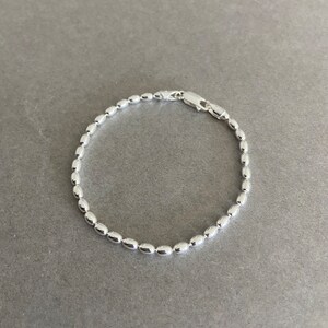 Sterling Silver Rice Bead Chain Bracelet - Sterling Silver - Etsy