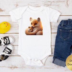 Cute Mama Mom & Baby Fox Clipart PNG Woodland Animals Transparent ...