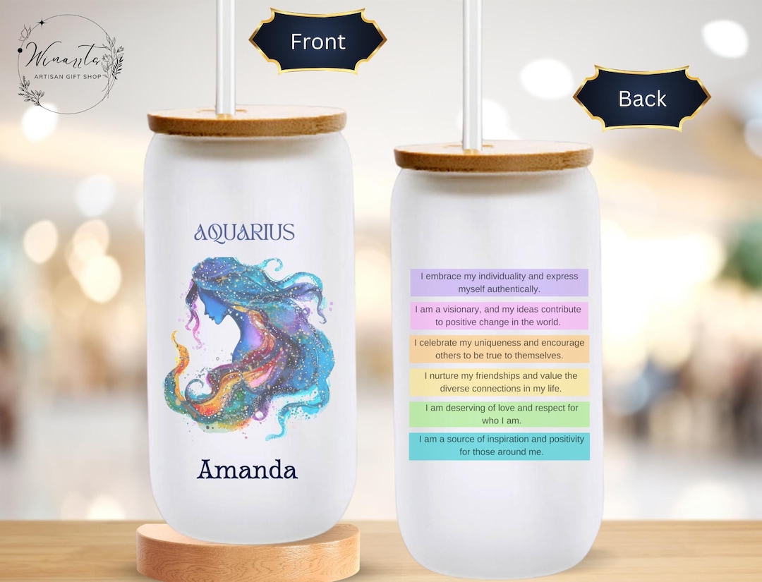 Personalized Zodiac Aquarius Mug Custom Aquarius Zodiac Iced Coffee ...