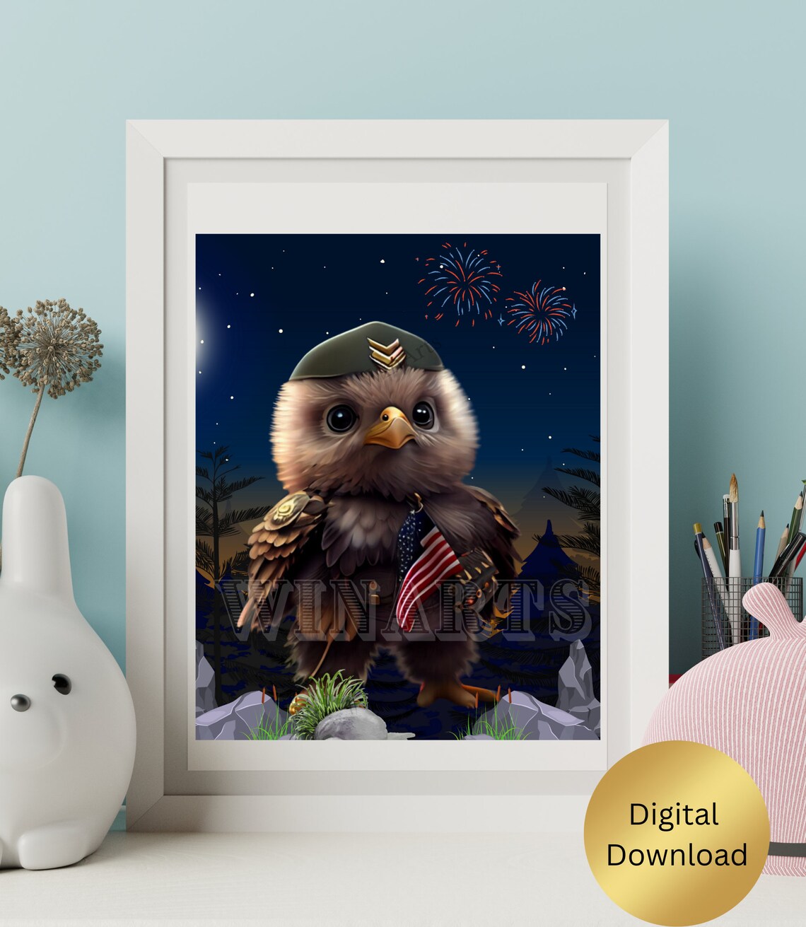 Cute Patriotic Baby Eagle PNG Printable Image Nursery Digital - Etsy