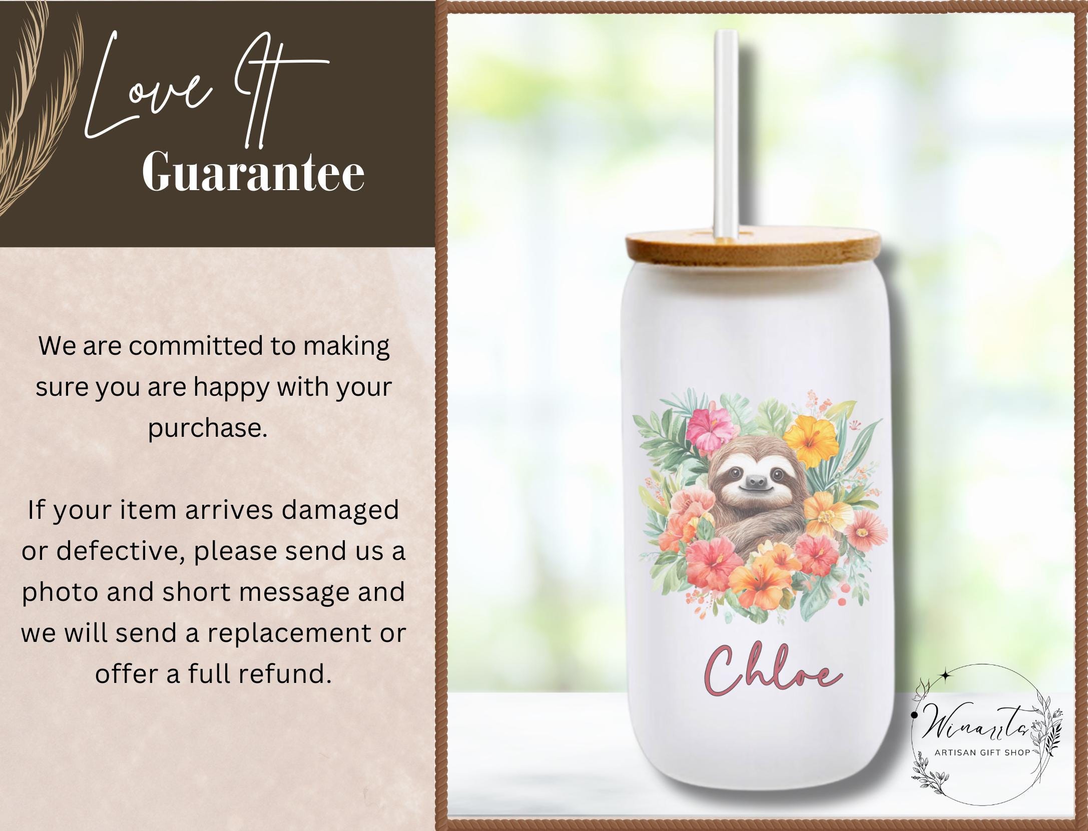 Personalized Sloth Mug Custom Iced Coffee Frosted Tumbler Sloth Coffee ...