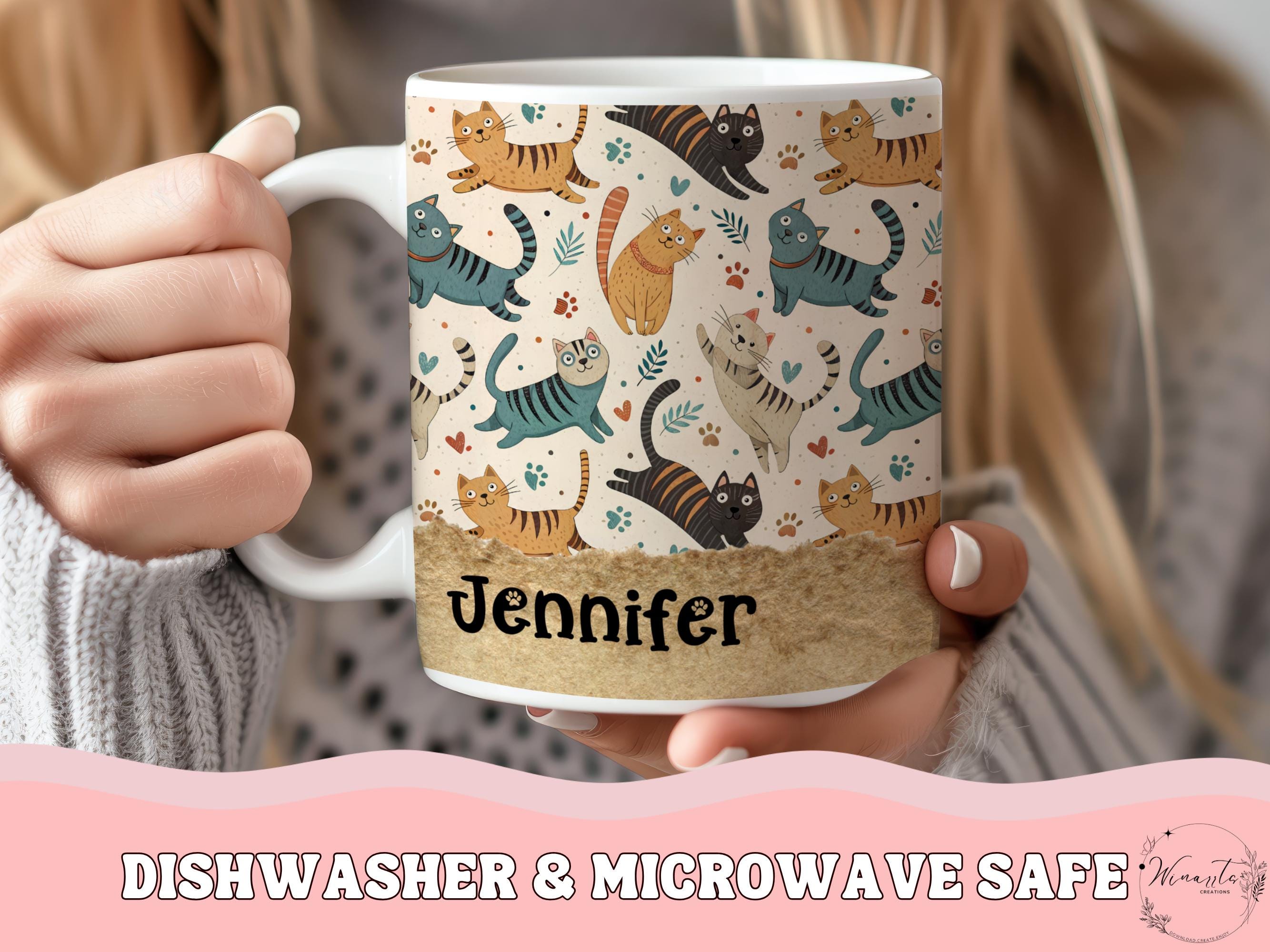 Personalized Cute Cat Mug Cat Lover Gift, Cat Prints Mug, Crazy Cat ...