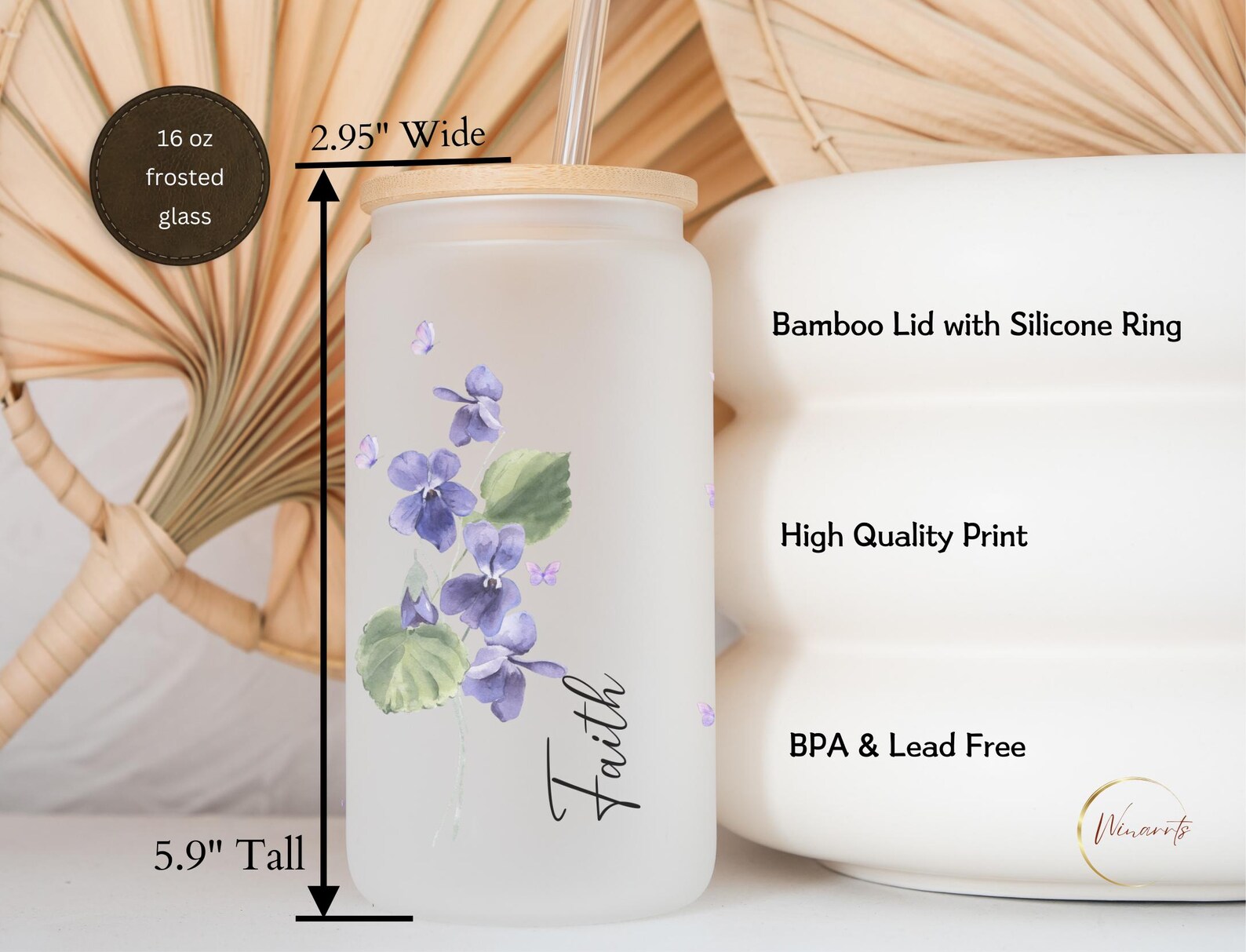 Personalized Birth Flower February Violet Flower Butterflies Coffee Cup ...
