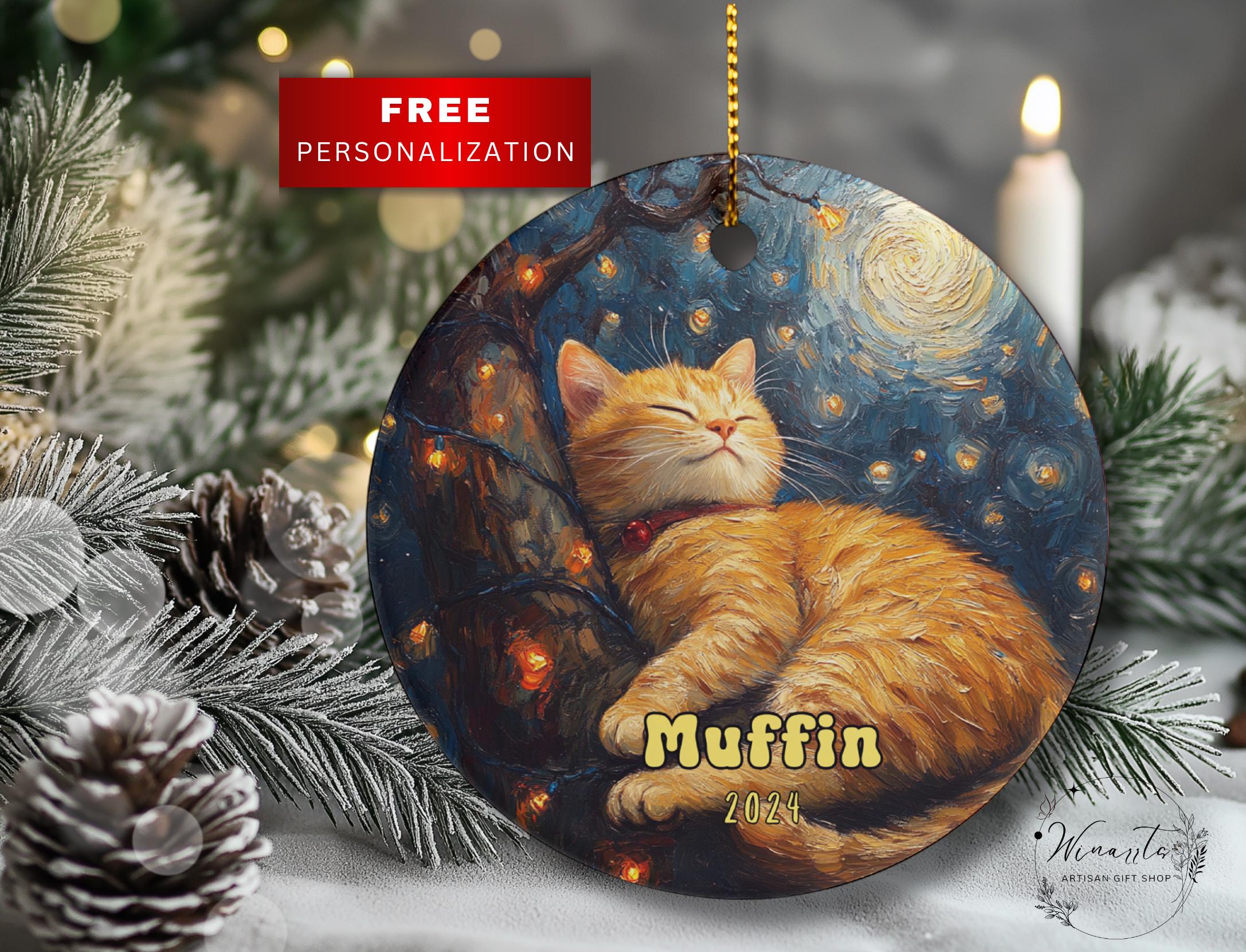 Personalized Starry Night Cat Orange Cat Ornament Orange Cat Keepsake ...