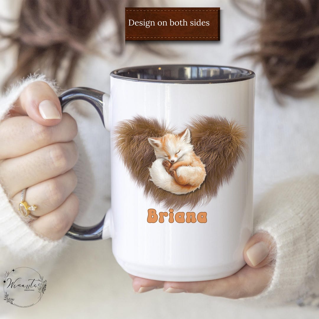 Personalized Cute Fox Mug Gift for Animal Lovers Cute Sleeping Fox ...