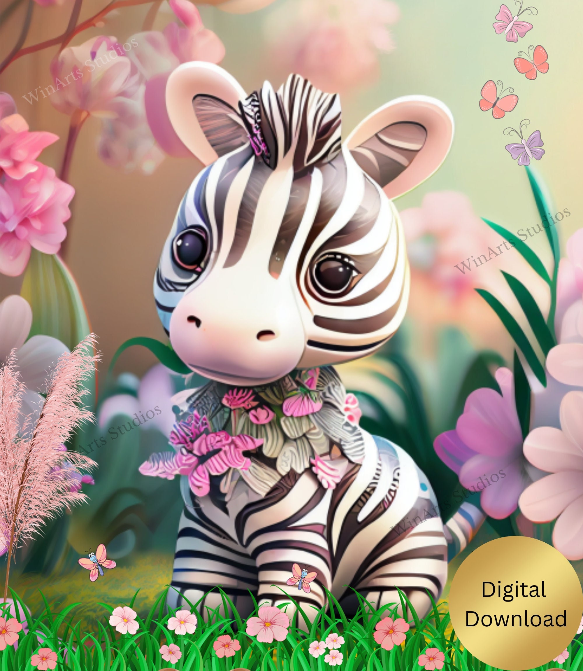 Cute Pink Zebra Cartoon