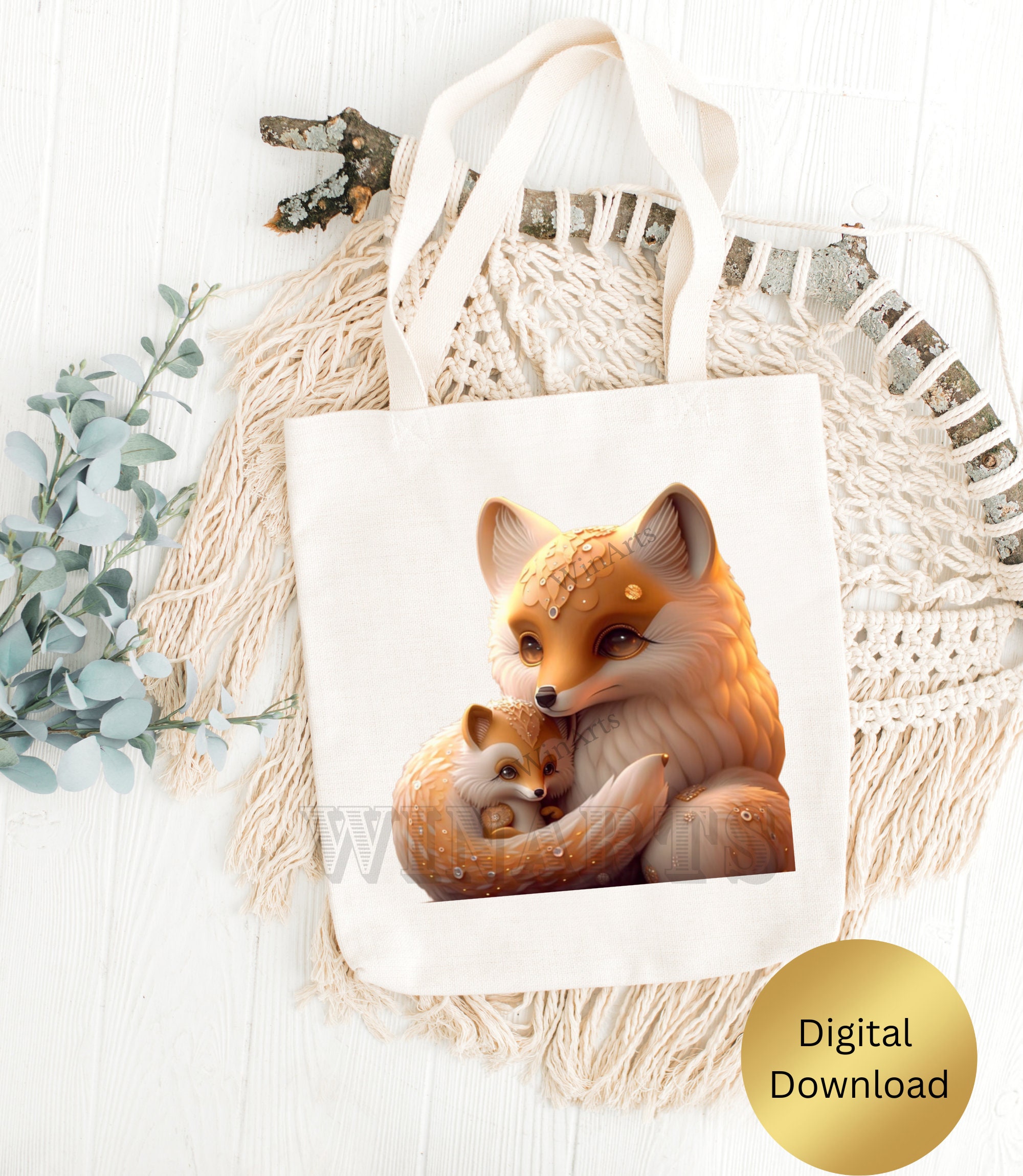 Cute Mama Mom & Baby Fox Clipart PNG Woodland Animals Transparent ...