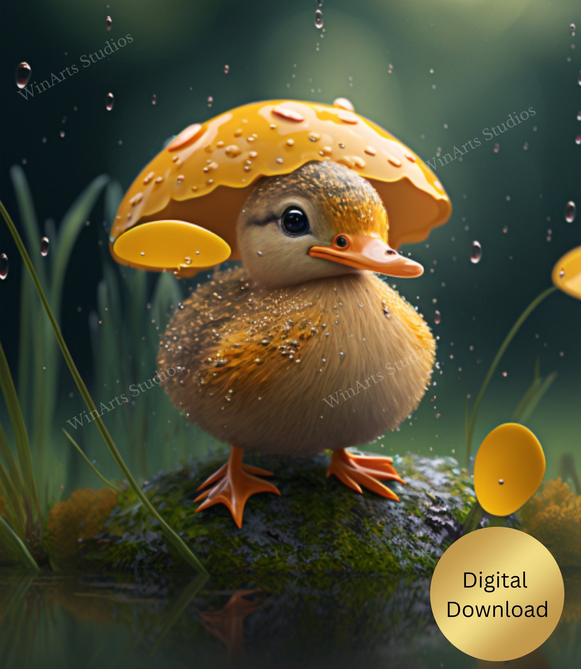 Duck With Umbrella Drawing
