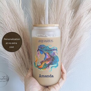 Personalized Zodiac Aquarius Mug Custom Aquarius Zodiac Iced Coffee ...