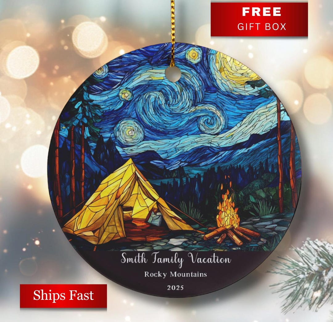 Personalized Tent Camp Ornament Camping Gift Family Vacation Christmas ...