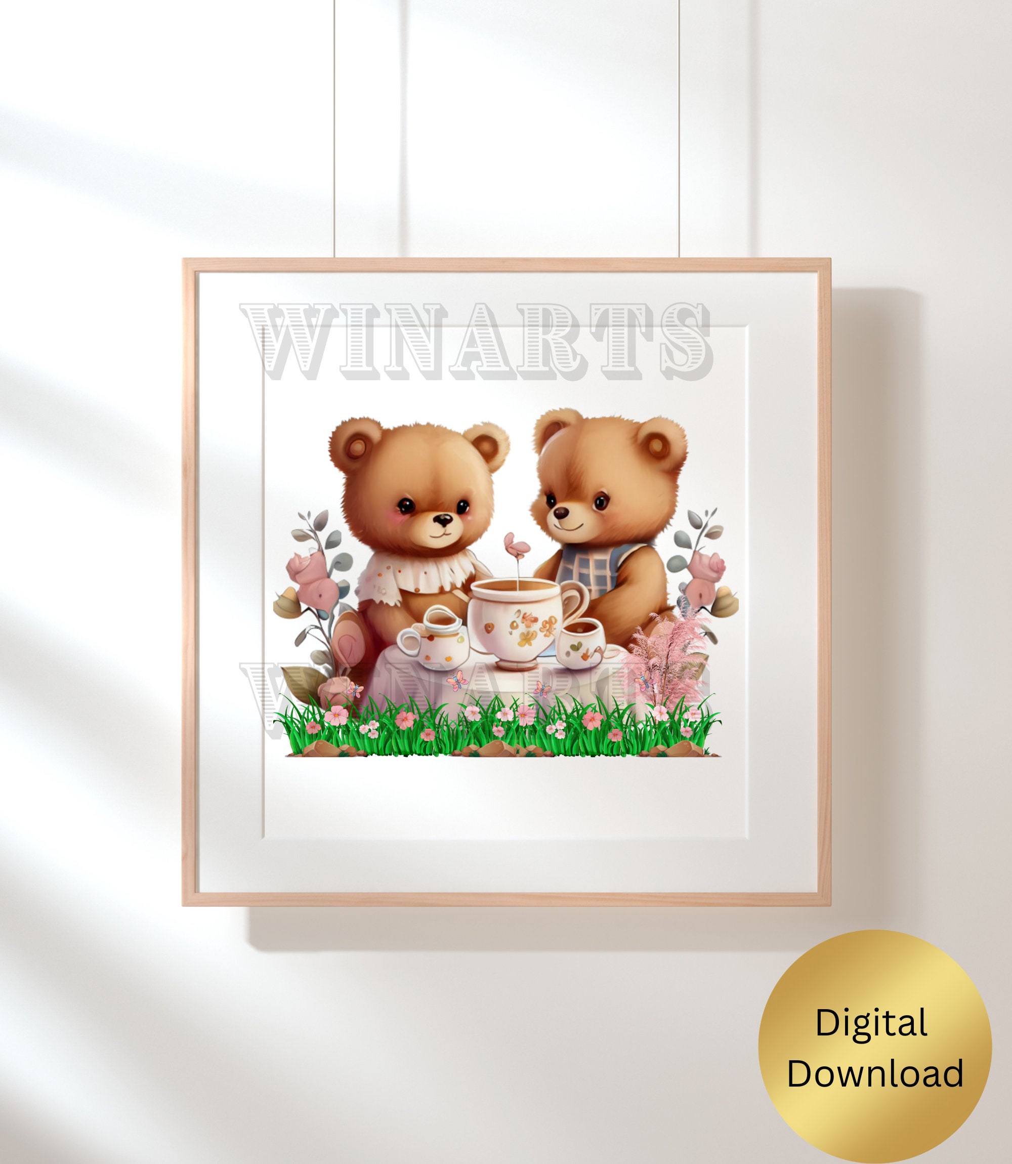 Set of 5 Bear Tea Party Floral Teapot Transparent Background PNG ...