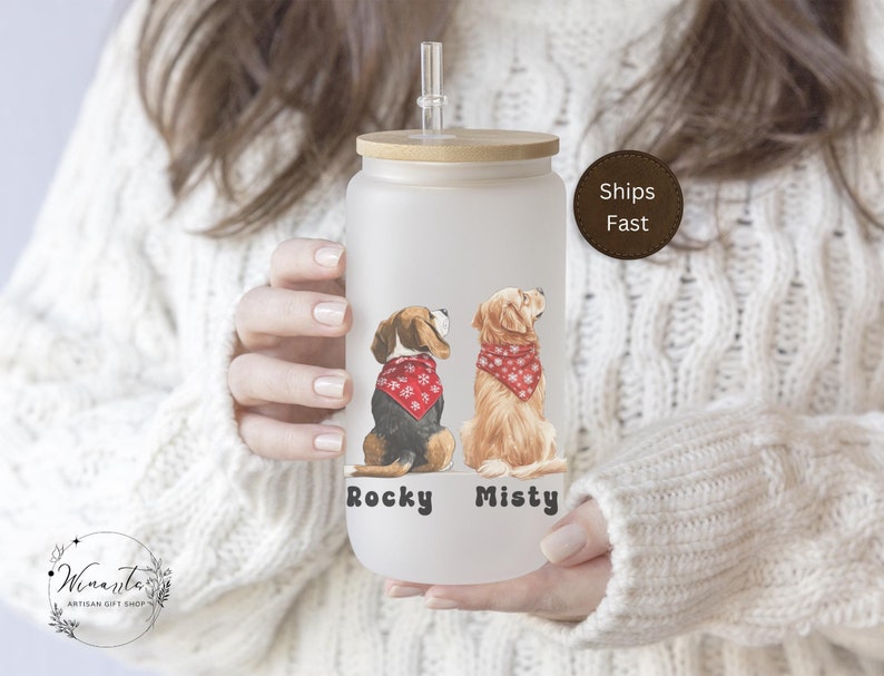 Custom Pet Gift Custom Pet Dog Christmas Dog With Scarf Iced Coffee ...