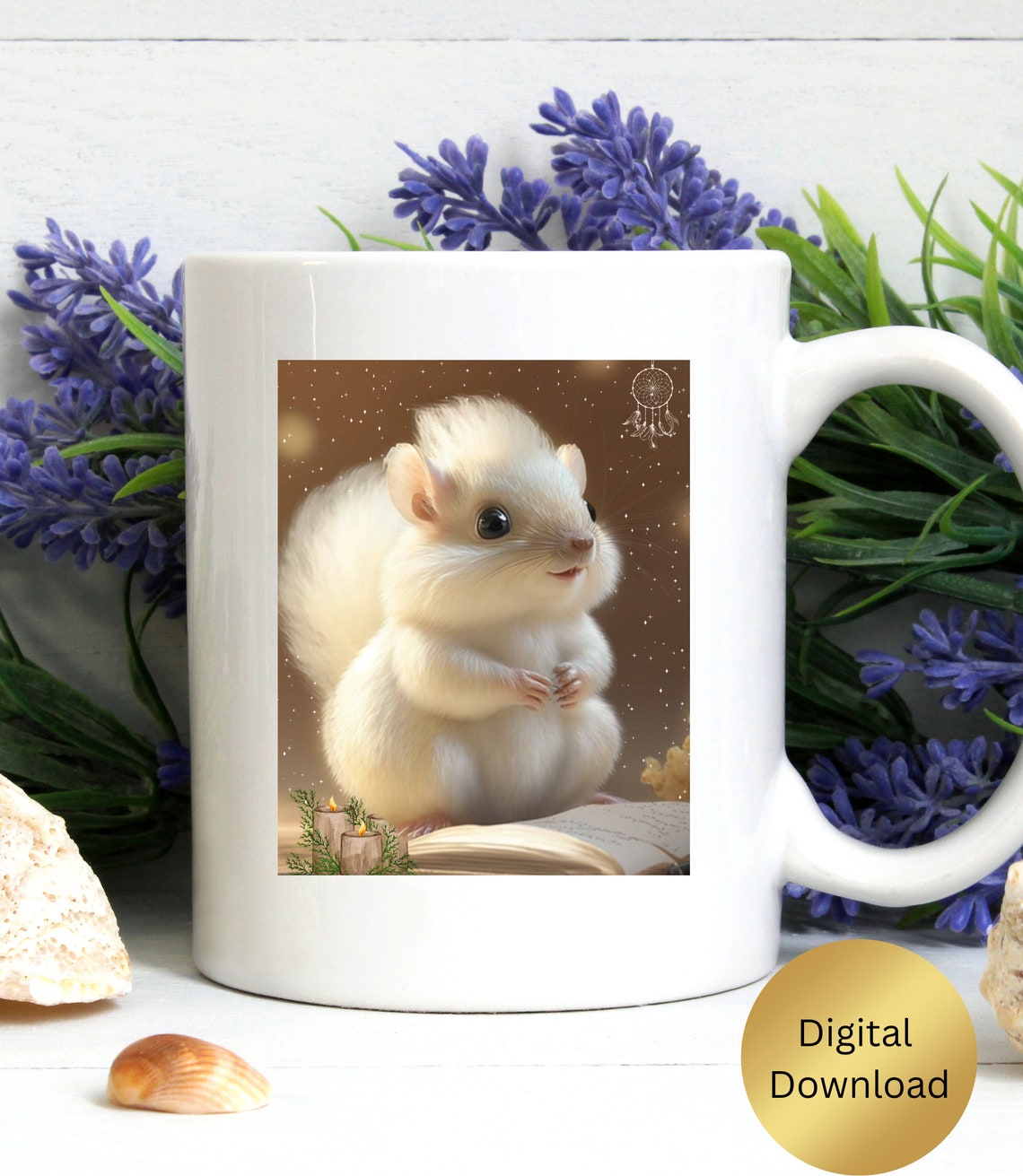 Squirrel Wall Art Cute White Squirrel Reading a Book Printable, Nursery ...