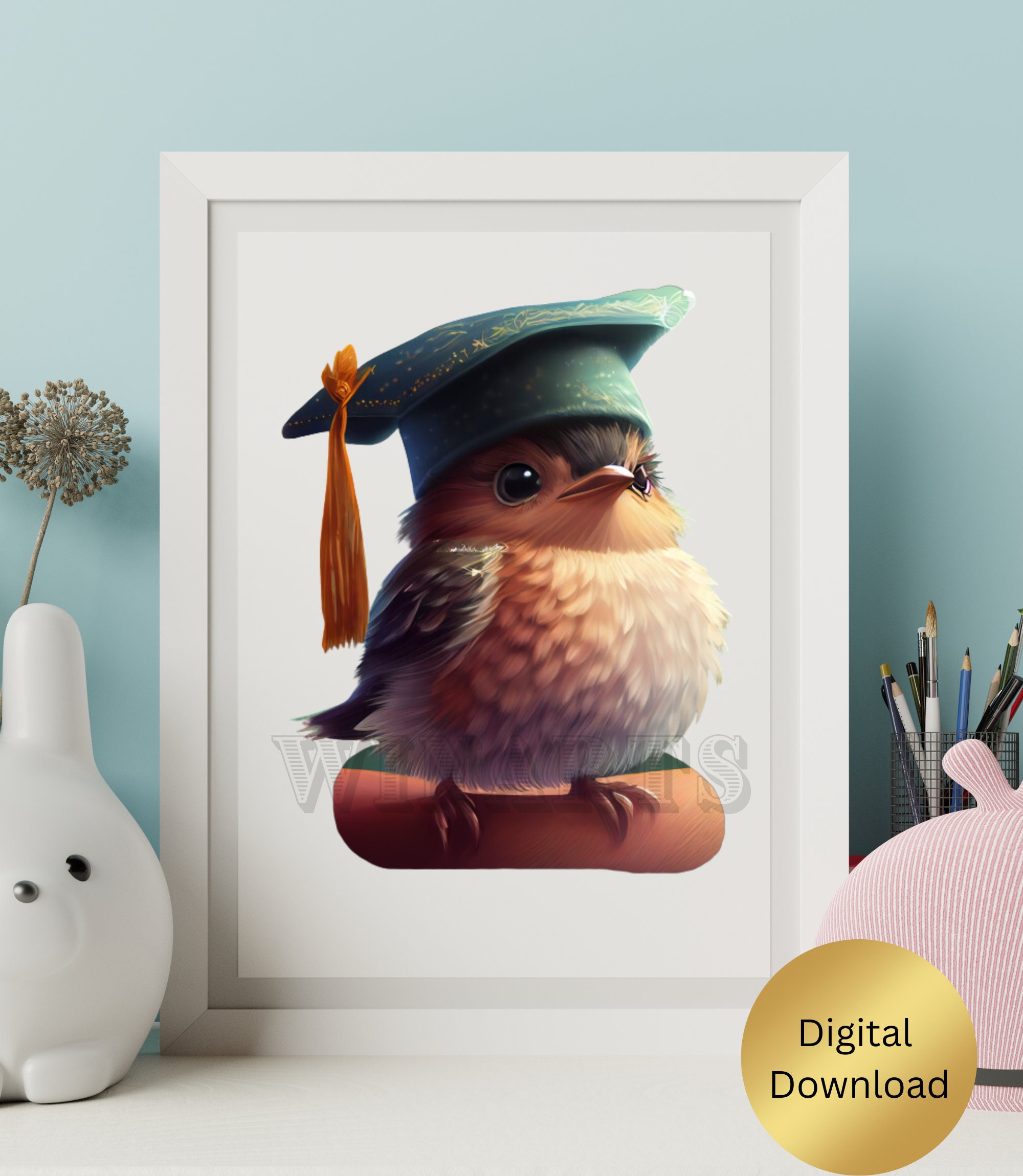 Cute Bird With Graduation Hat Clipart Transparent Background Printable ...