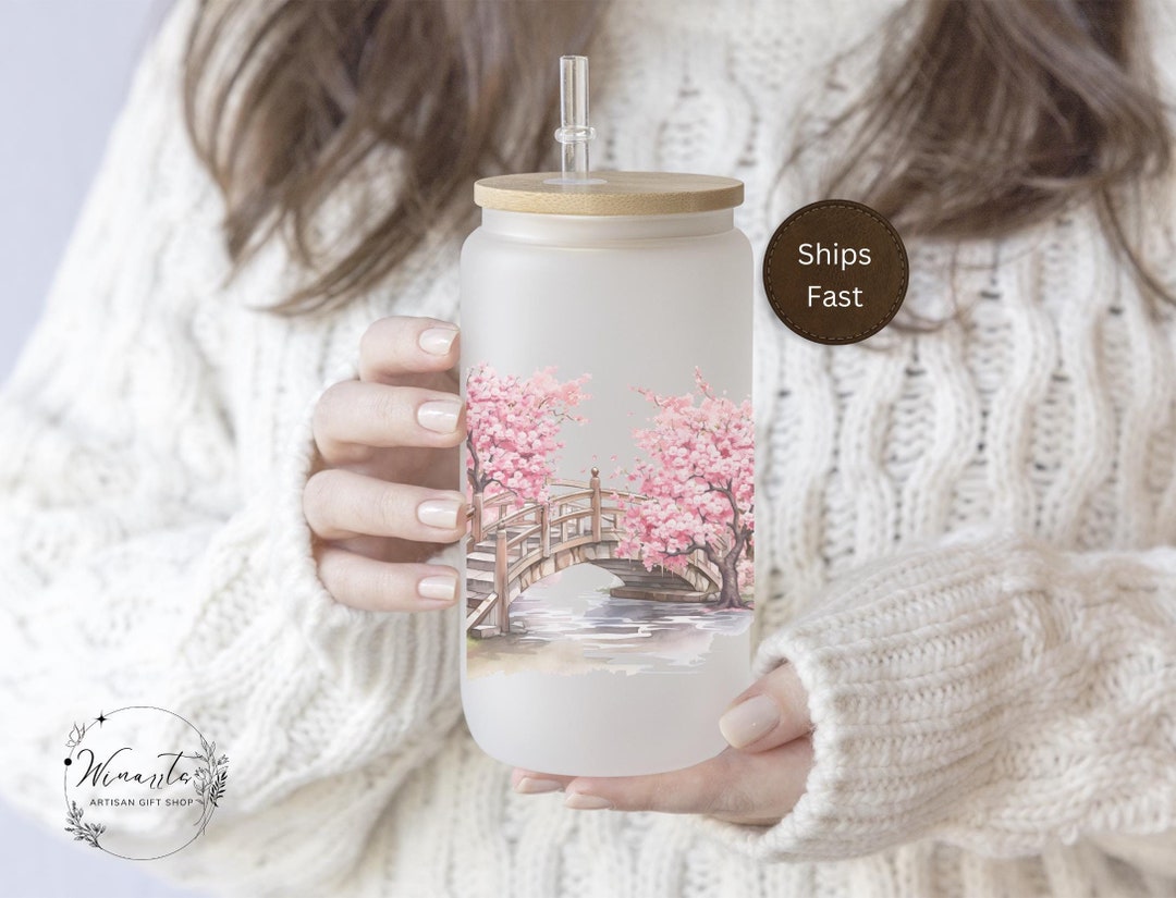 Personalized Japanese Cherry Blossom Iced Coffee Frosted Tumbler Sakura ...