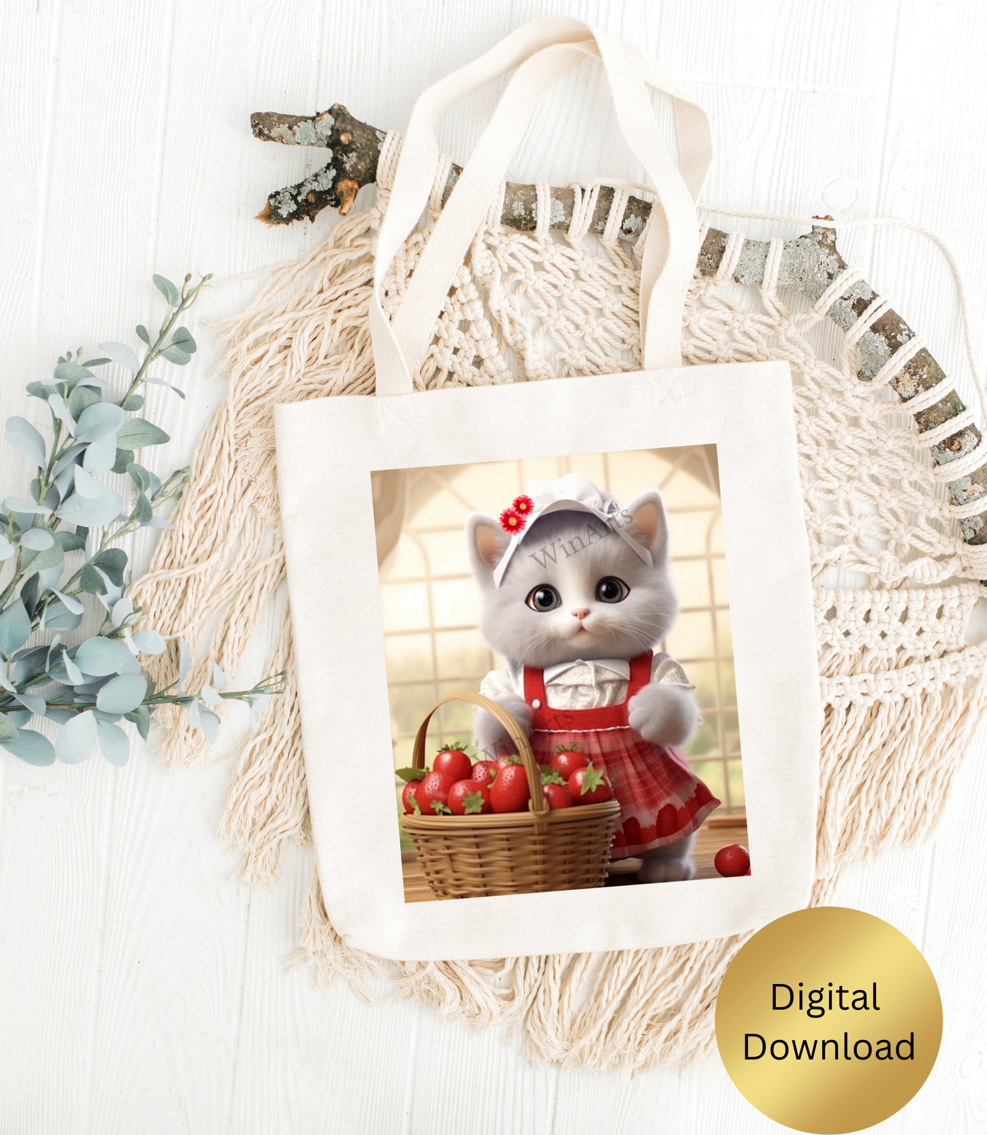 Cute Cat in Red Dress Printable Nursery Digital Instant - Etsy