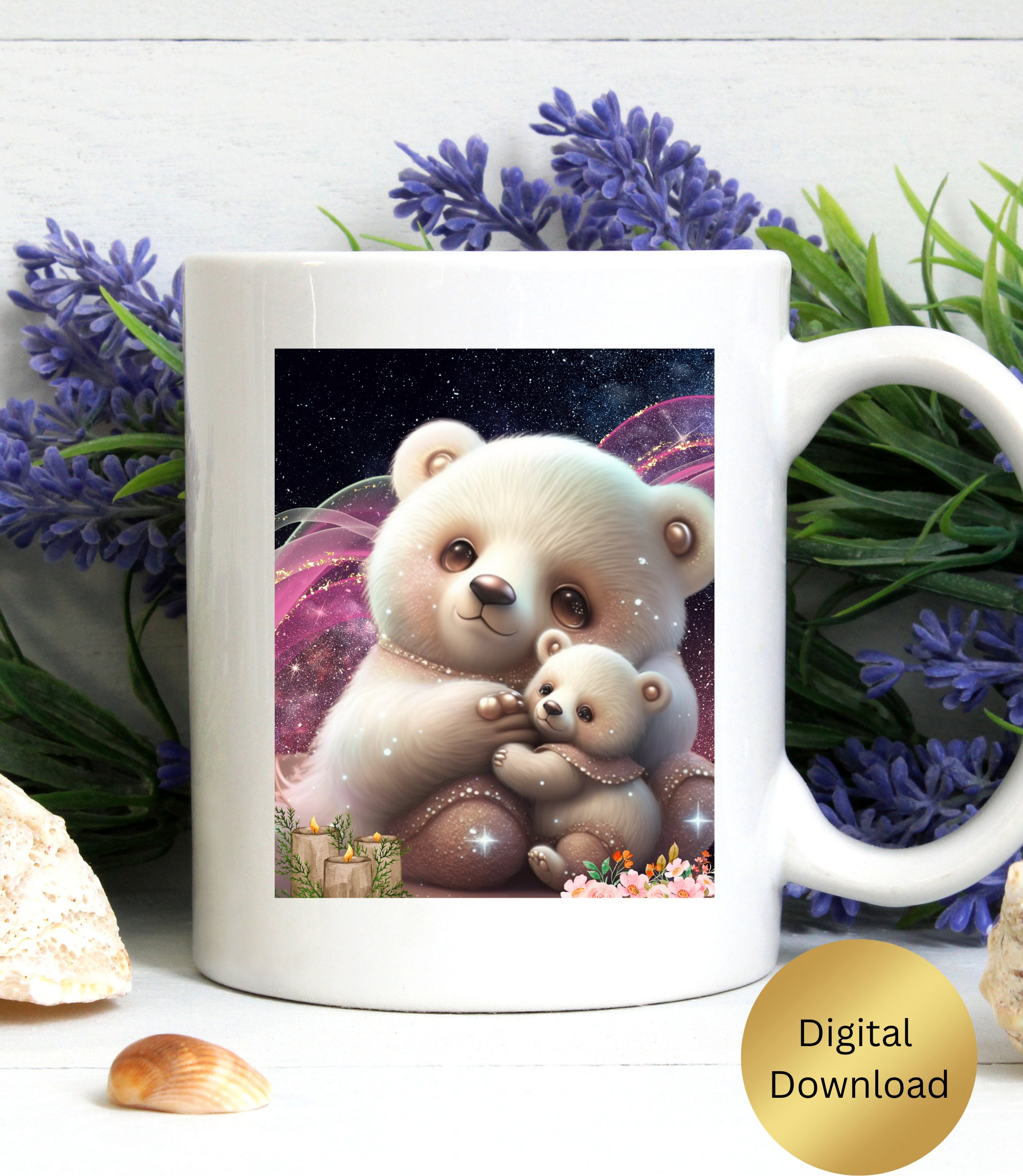 Bear Wall Art Cute Mommy and Baby Bear Mother's Day Printable, Nursery ...