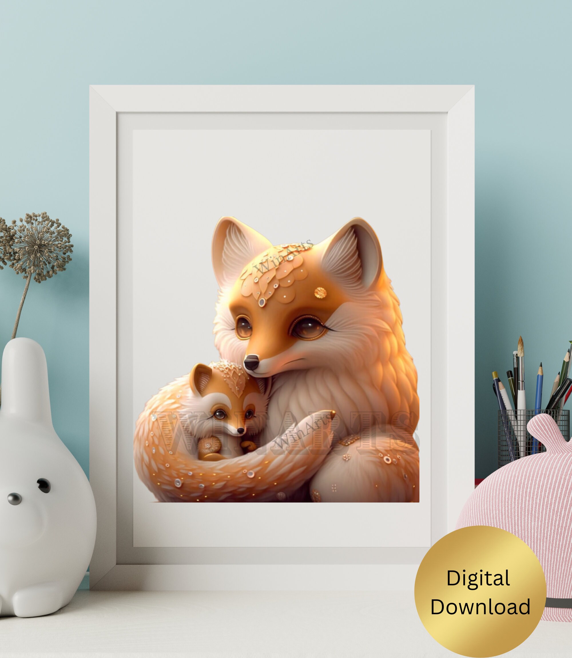 Cute Mama Mom & Baby Fox Clipart PNG Woodland Animals Transparent ...