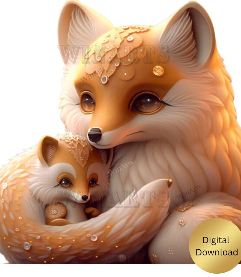 Cute Mama Mom & Baby Fox Clipart PNG Woodland Animals Transparent ...