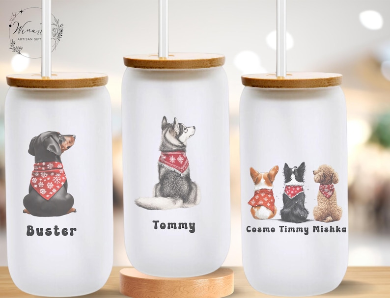 Custom Pet Gift Custom Pet Dog Christmas Dog With Scarf Iced Coffee ...