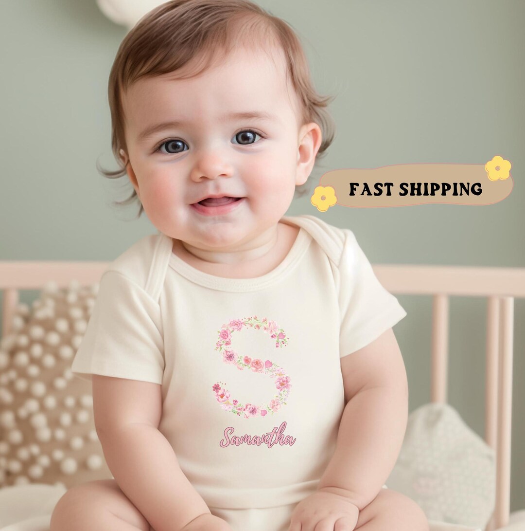 Personalized Baby Onesie® Cute Floral Monogram Onesie® Baby ...