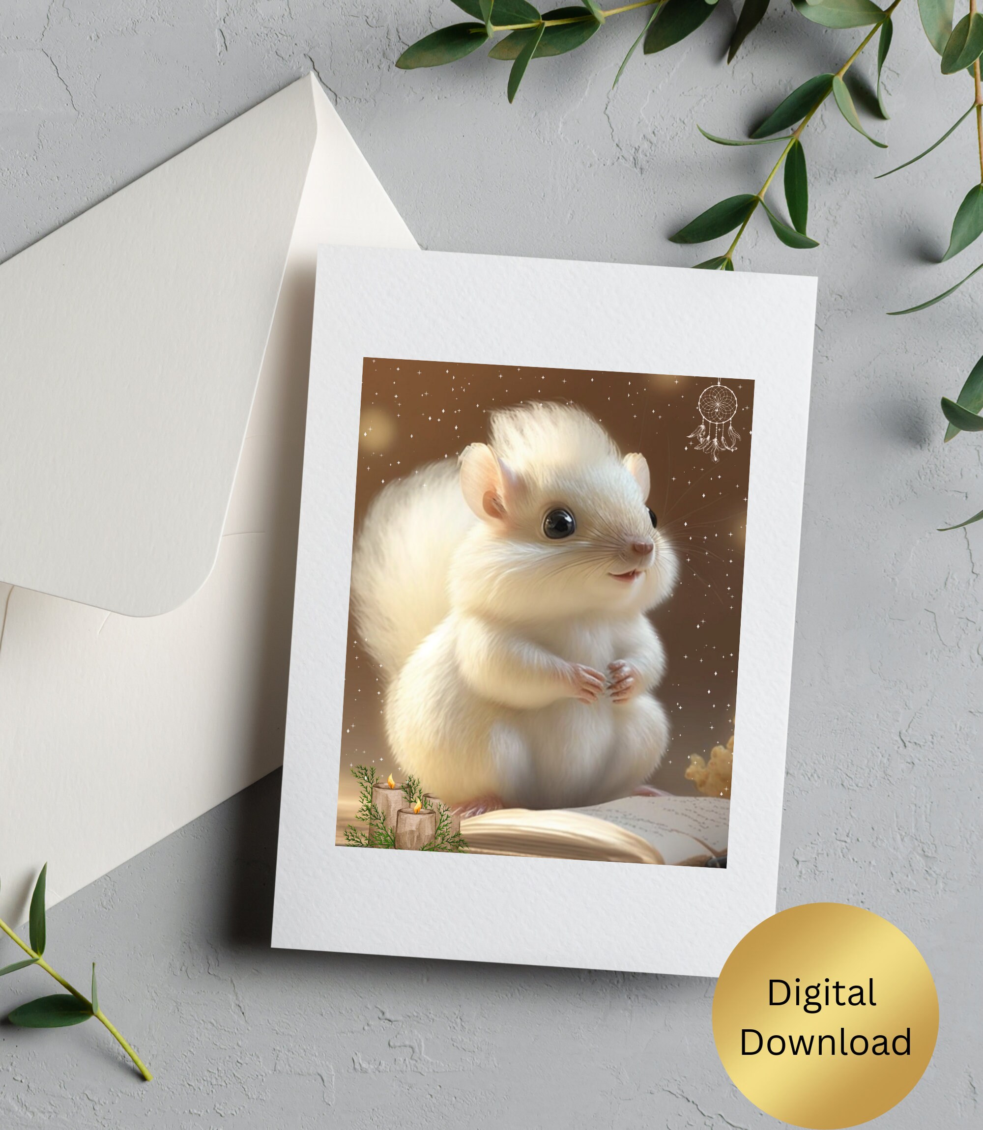 Squirrel Wall Art Cute White Squirrel Reading a Book Printable, Nursery ...