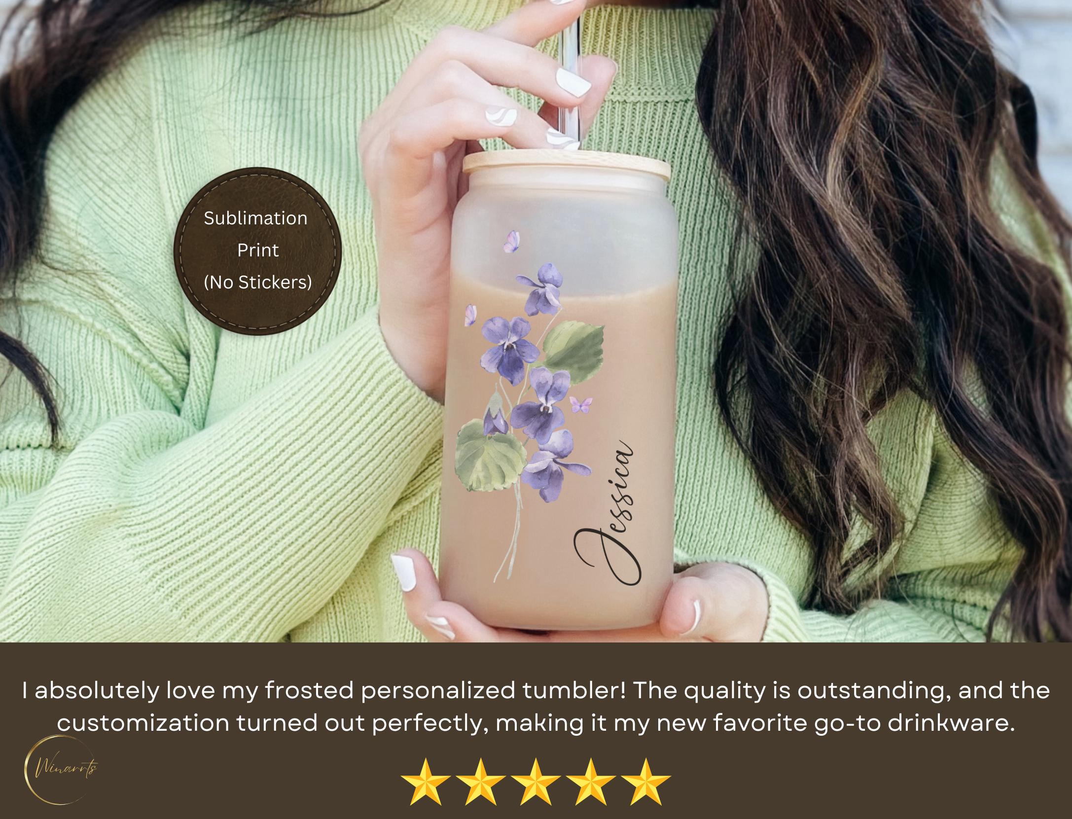 Personalized Birth Flower February Violet Flower Butterflies Coffee Cup ...