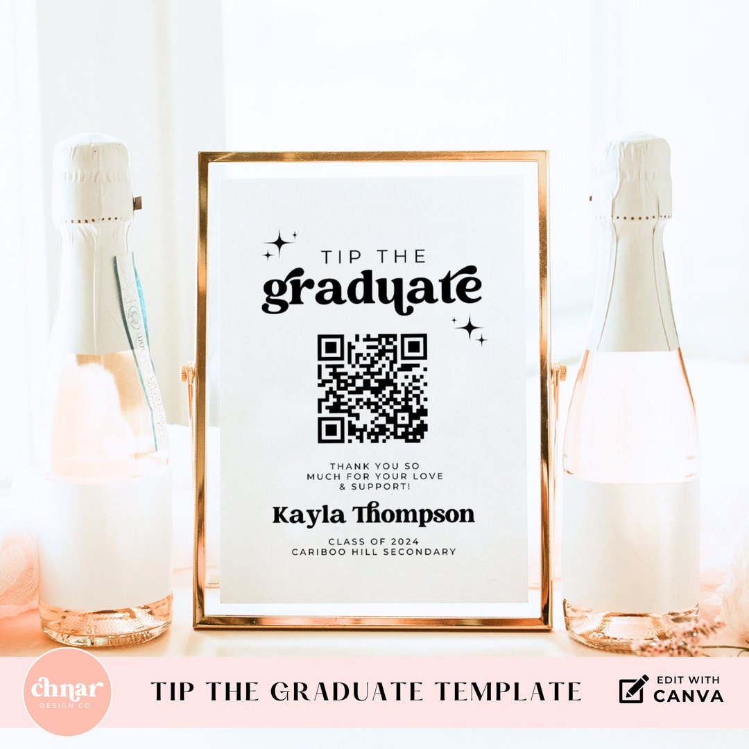 Tip the Grad, Printable Tip the Graduate Sign With Editable QR Code ...