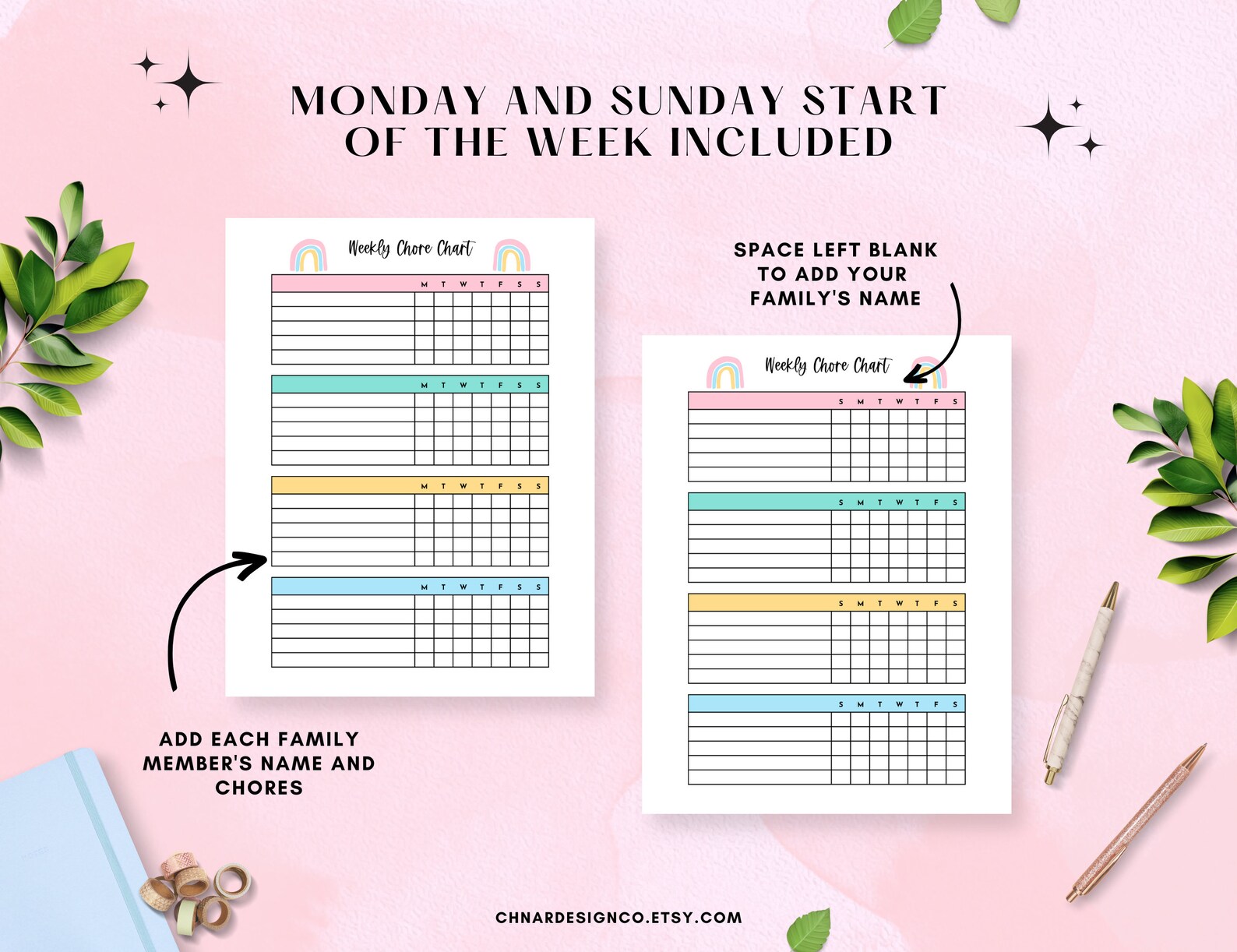 Editable Cleaning Schedule Template Family Chore Chart - Etsy