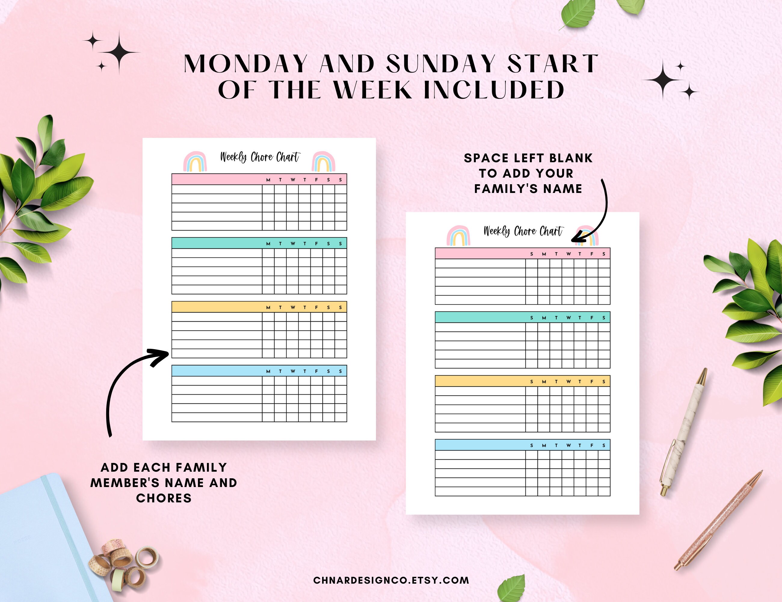 Editable Cleaning Schedule Template Family Chore Chart - Etsy Canada