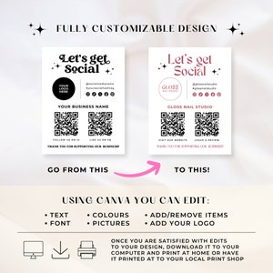 Lets Get Social Printable Sign, Connect With Us Social Media Sign Canva ...